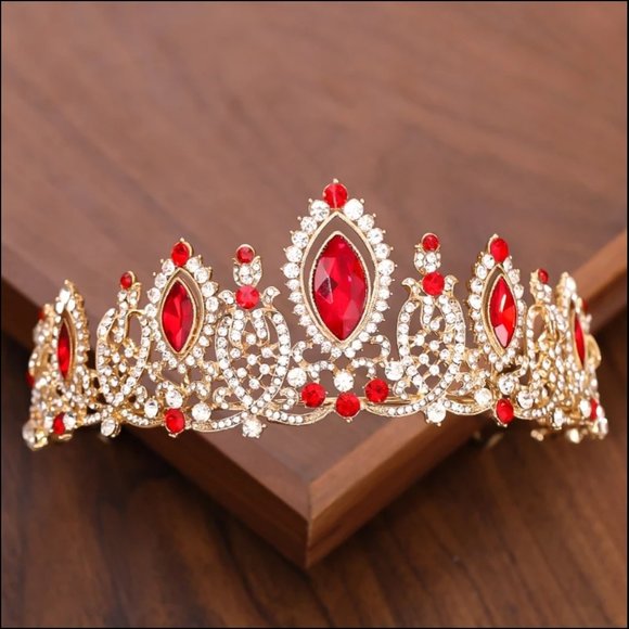 Accessories | Red Ruby Tiara Crown Princess Queen Headdress Bridgerton ...
